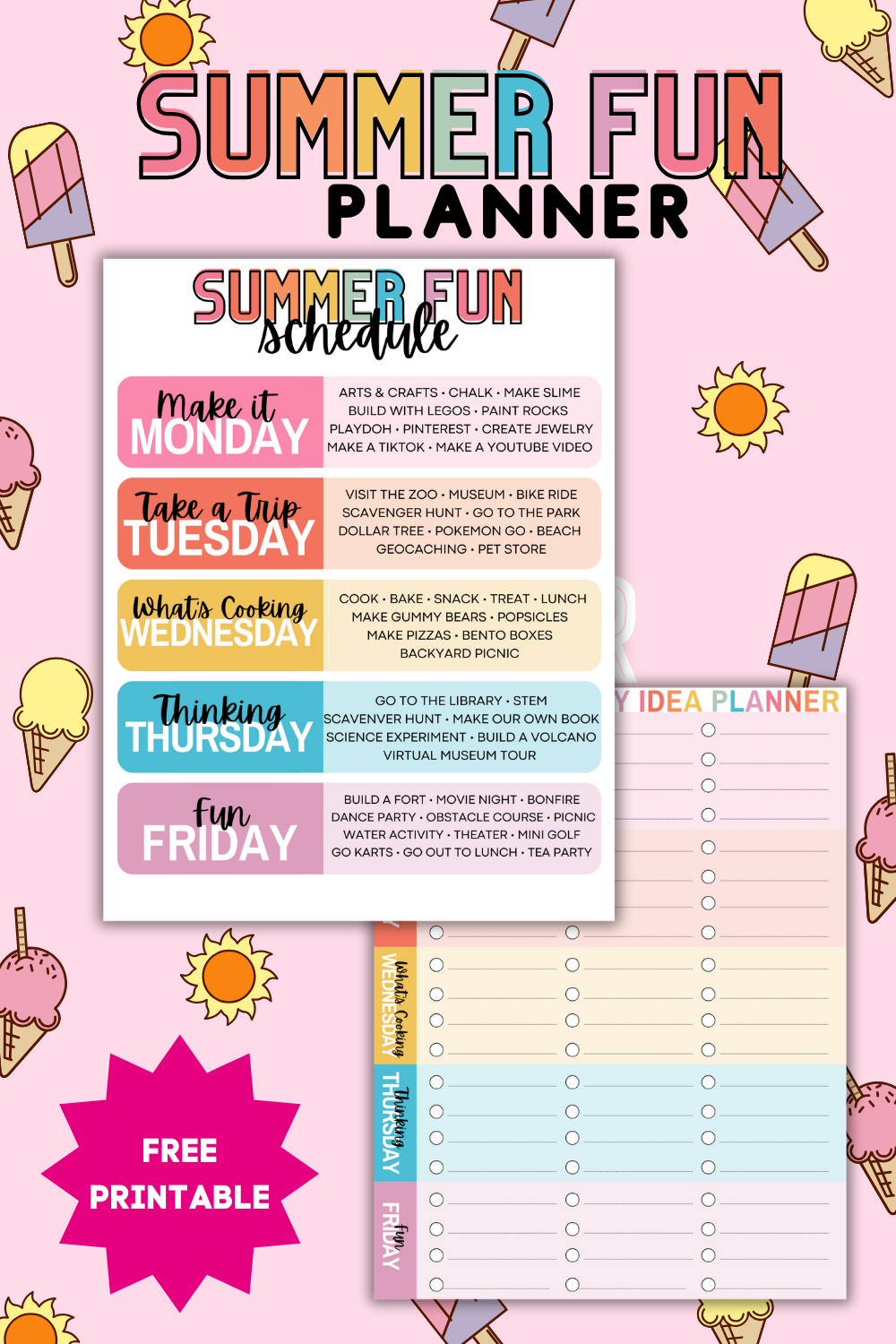 FREE Summer Fun Planner Printable